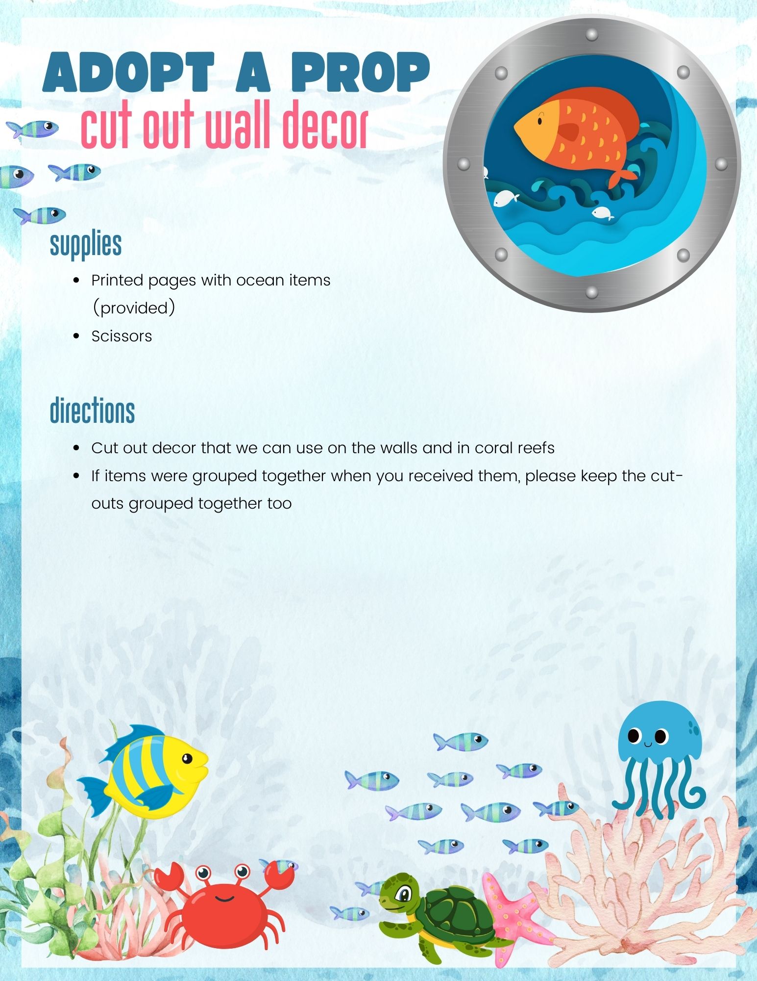Adopt-A-Prop: Undersea Theme – Creative Ministry with Kids