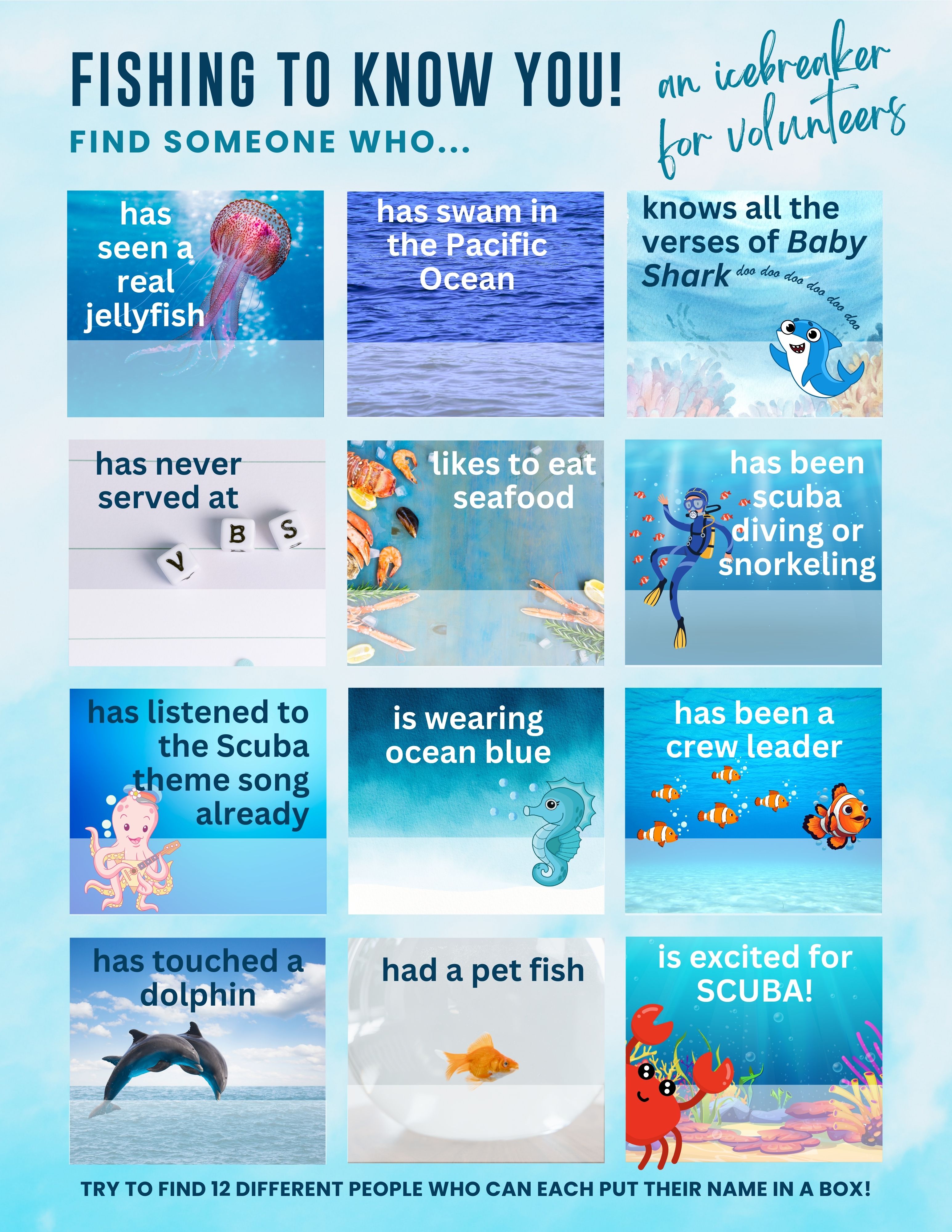Scuba – Fishing to Know You Volunteer Icebreaker (1) – Creative ...